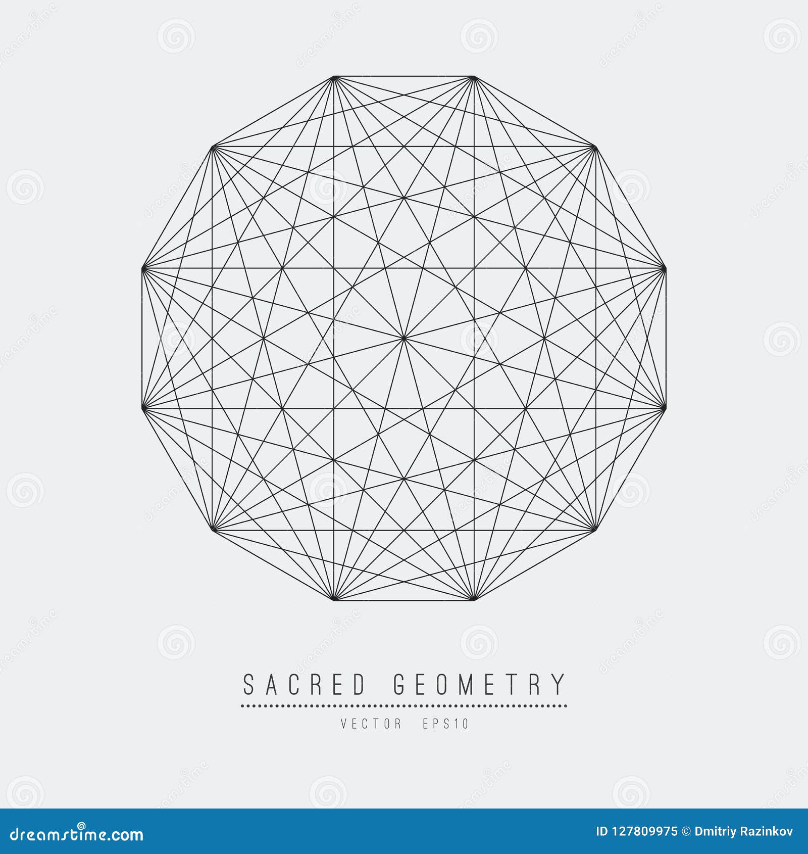 Sacred Geometry Line Vector Element Flower of Life . Vector ...