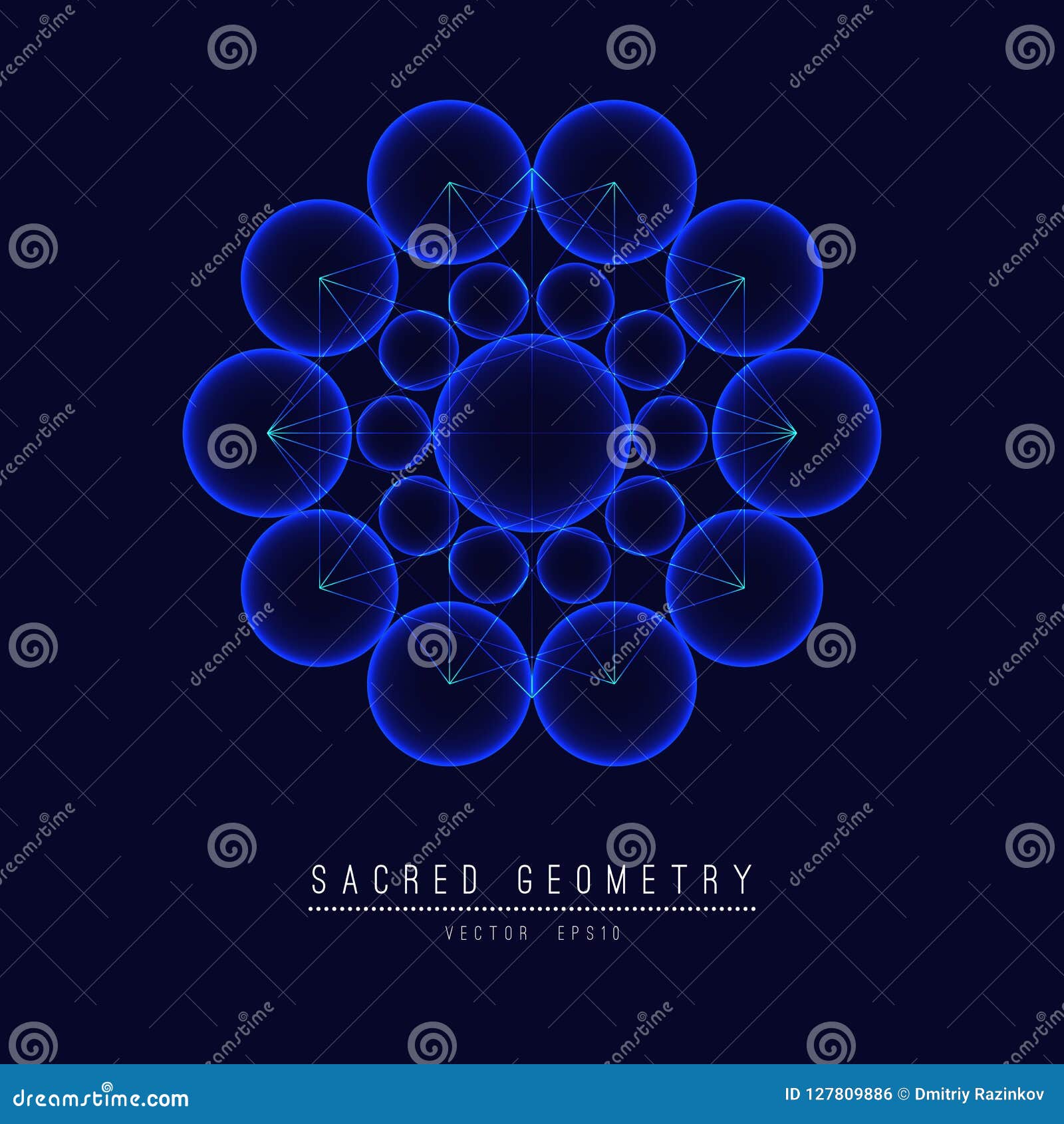 Sacred Geometry Line Vector Element Flower of Life . Vector ...