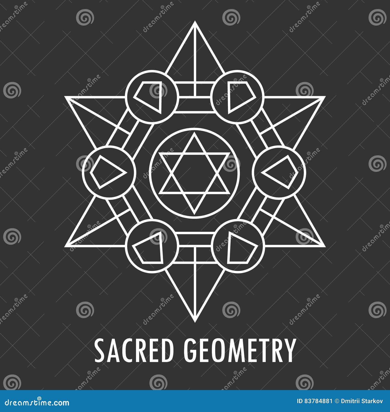 Sacred Geometry Linear Contour Elements Stock Vector - Illustration of ...