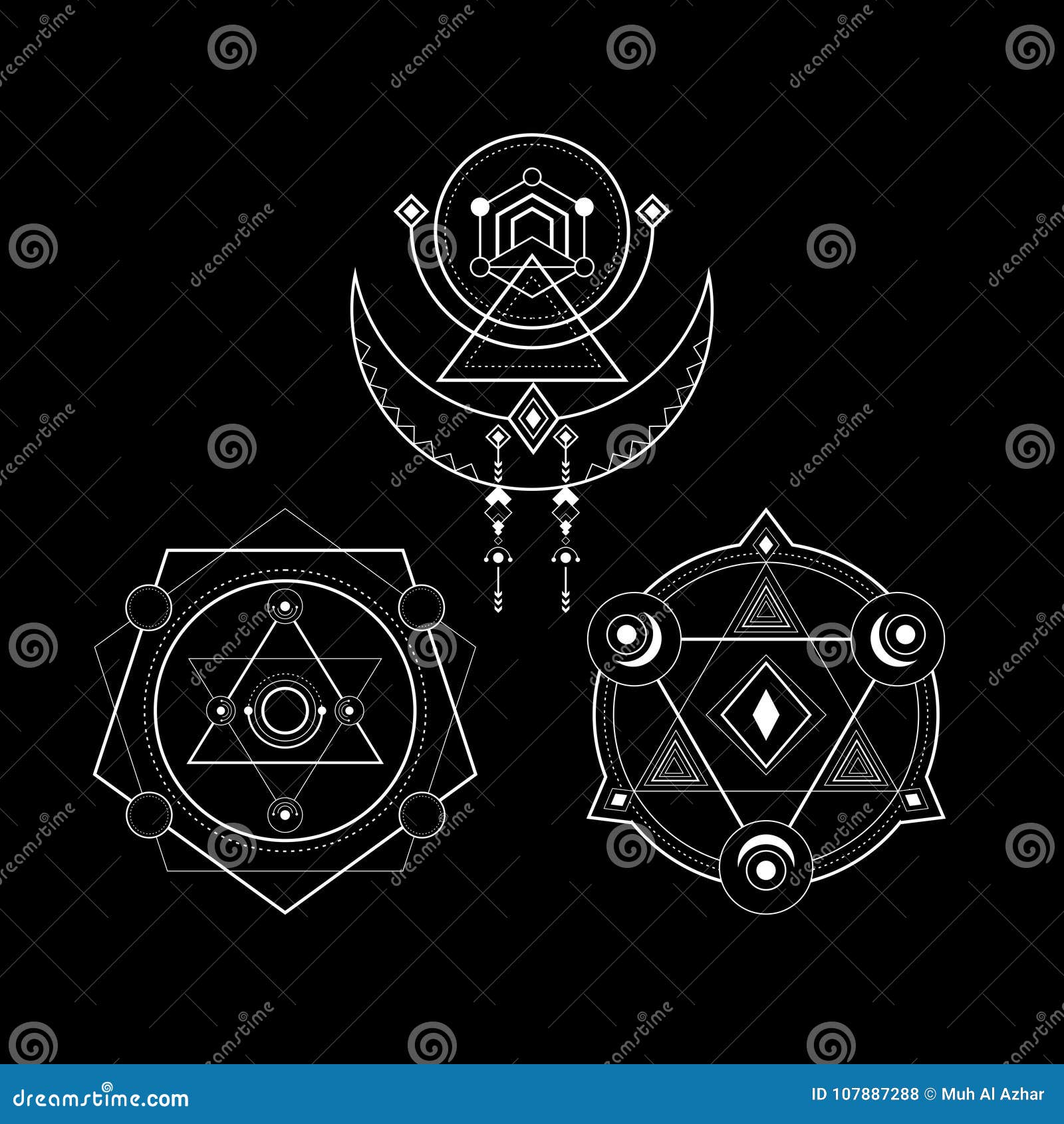 Sacred Geometry magic moon stock vector. Illustration of circle - 107887288