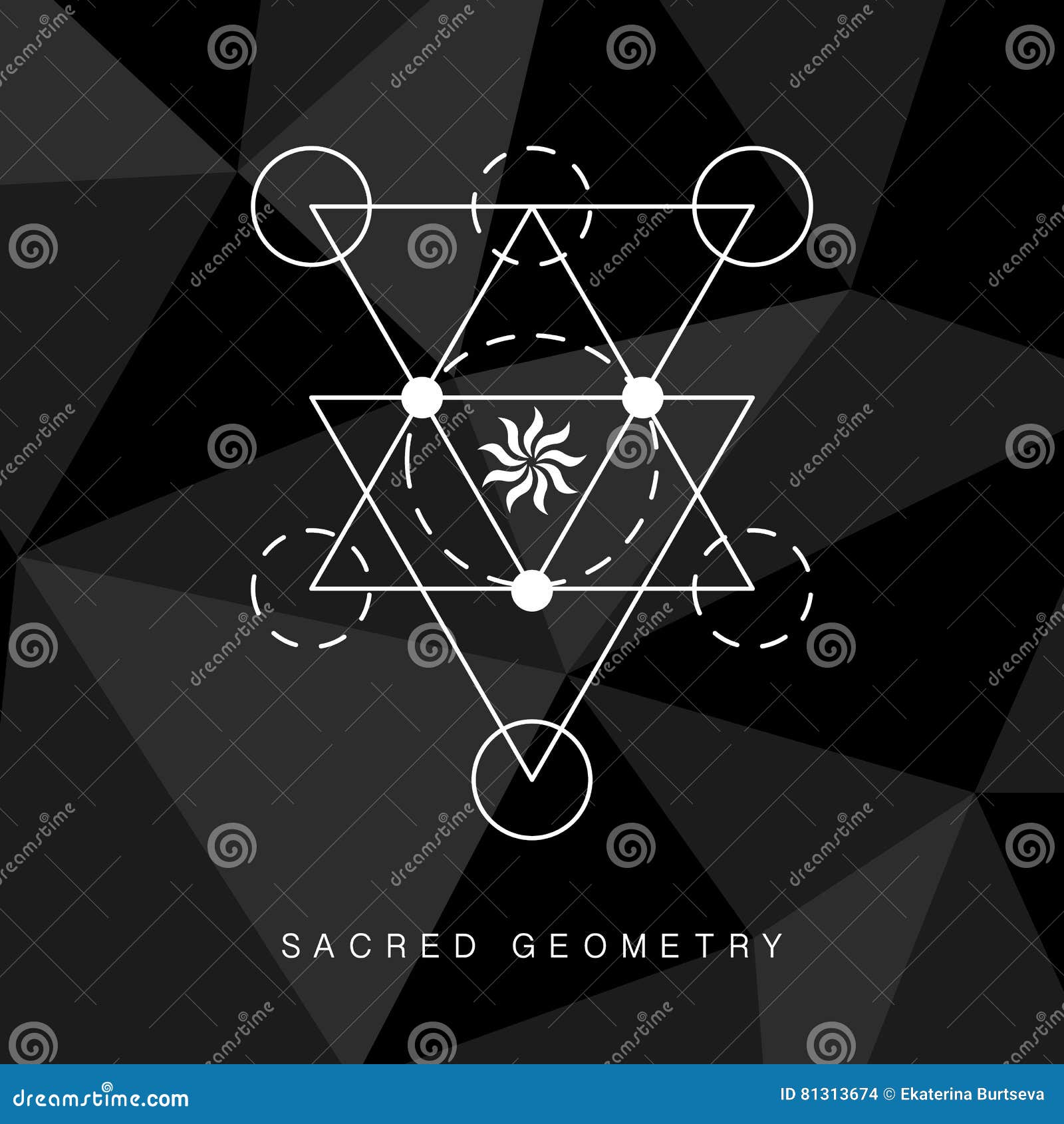 Sacred Geometry Sign on Black Background Stock Vector - Illustration of ...