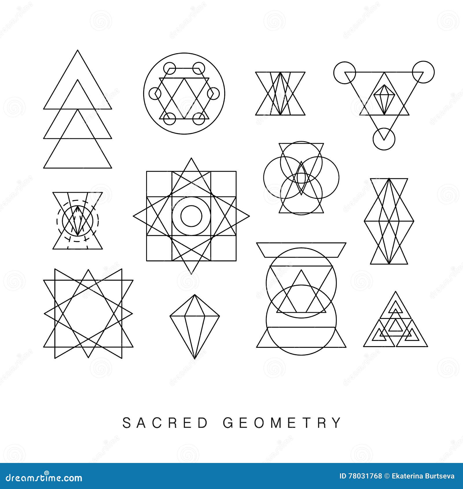Sacred geometry signs set stock vector. Illustration of aztec - 78031768