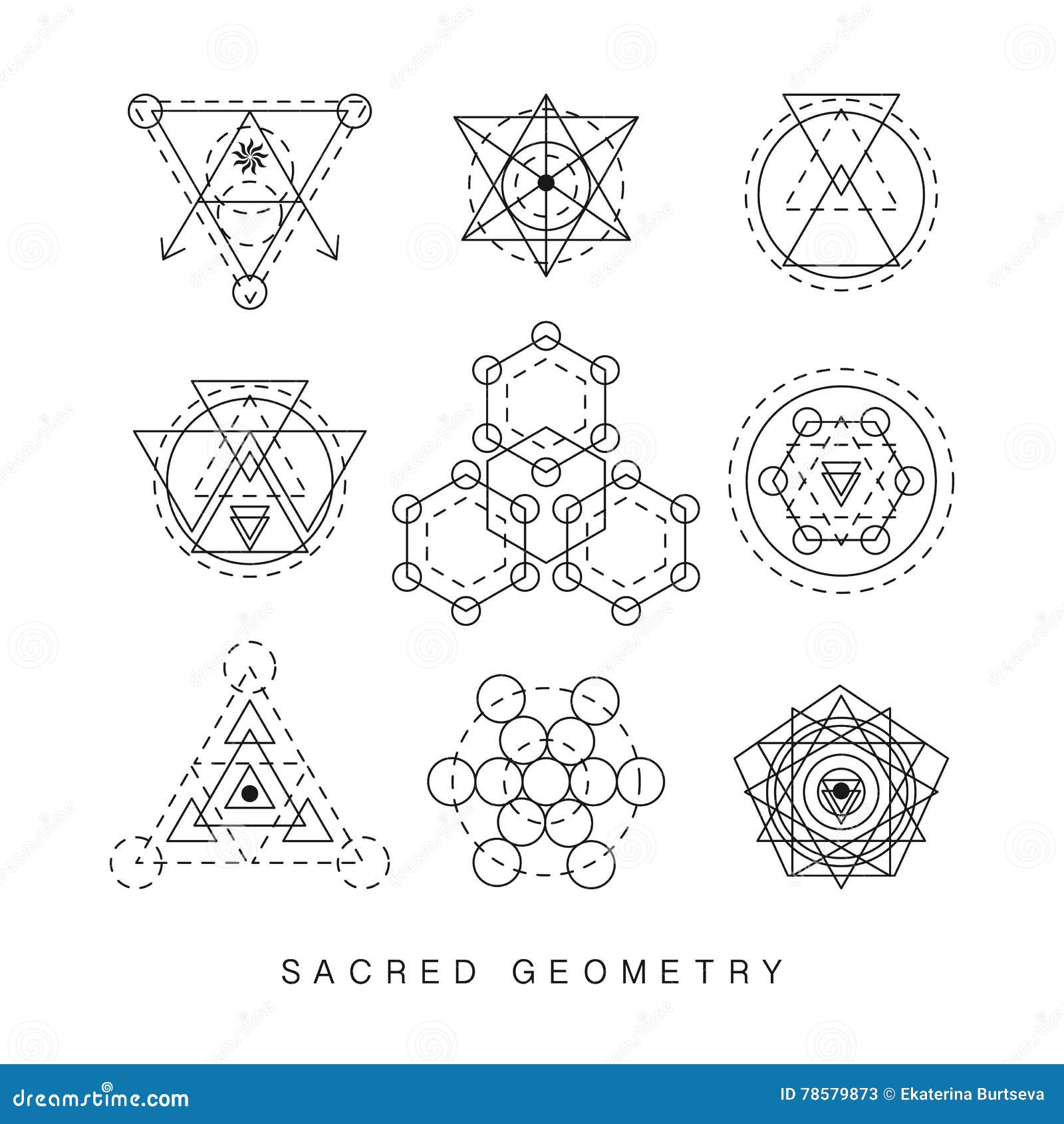 Sacred geometry signs set stock vector. Illustration of pyramid - 78579873