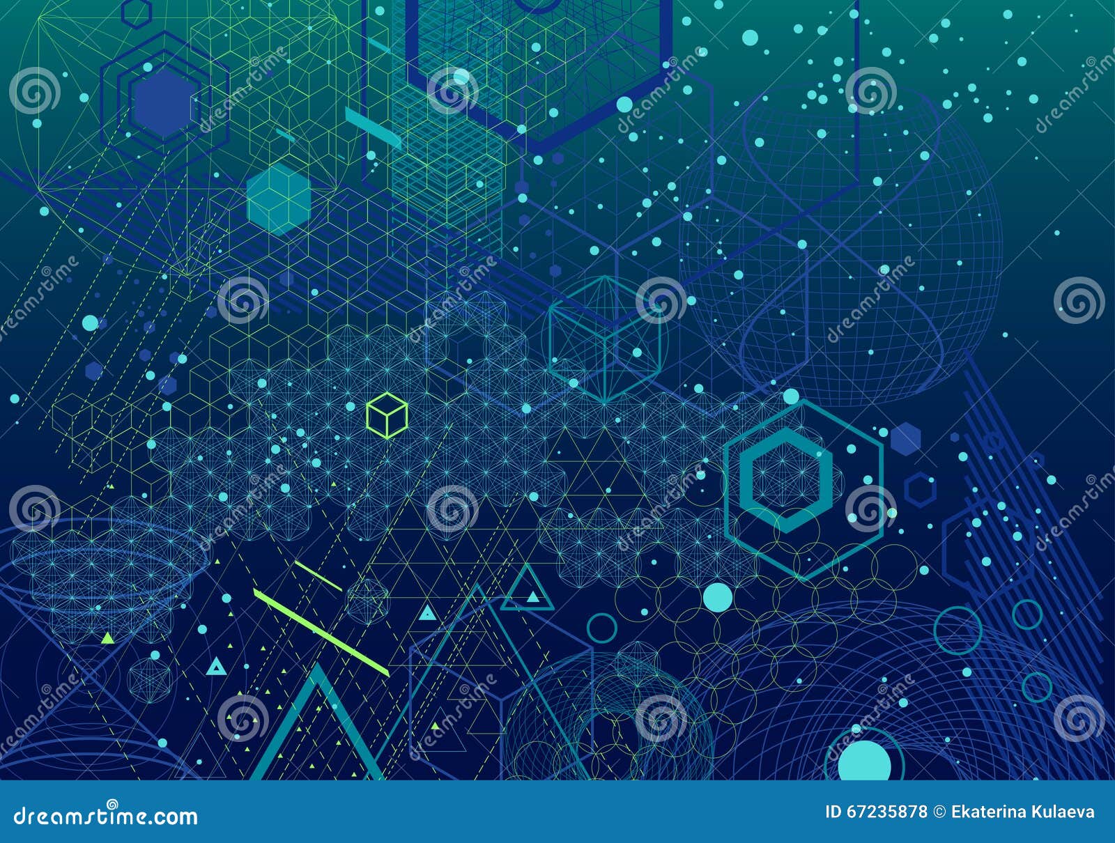 Sacred Geometry Symbols and Elements Background. Stock Vector ...