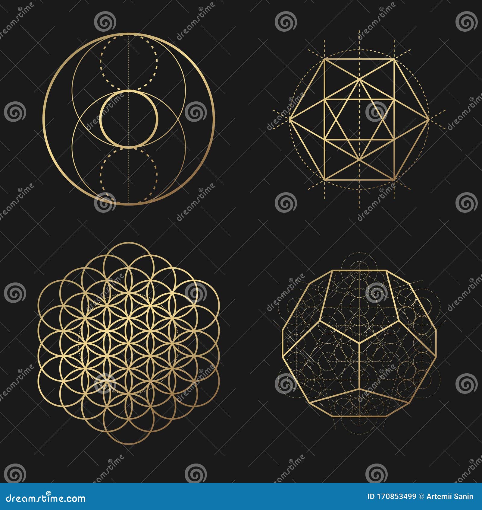 Sacred Geometry Golden Vector Design Elements Collection Stock Vector ... Sacred Geometry Golden Vector Design Elements Collection Stock Vector ...