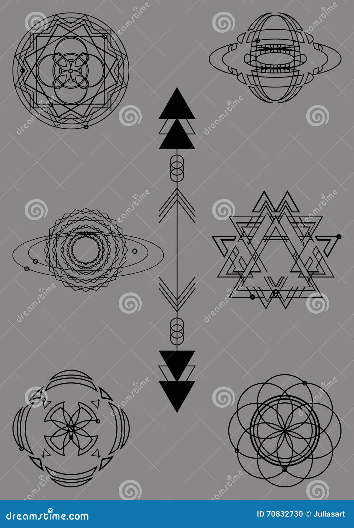 Sacred Geometry, Vector Graphic Design Elements. Set Stock Vector ...