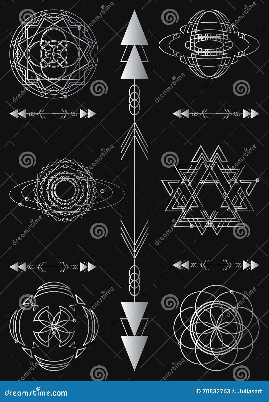 Sacred Geometry, Vector Graphic Design Elements. Set Stock Vector ...