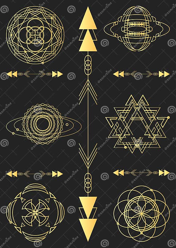 Sacred Geometry, Vector Graphic Design Elements. Set Stock Vector ...