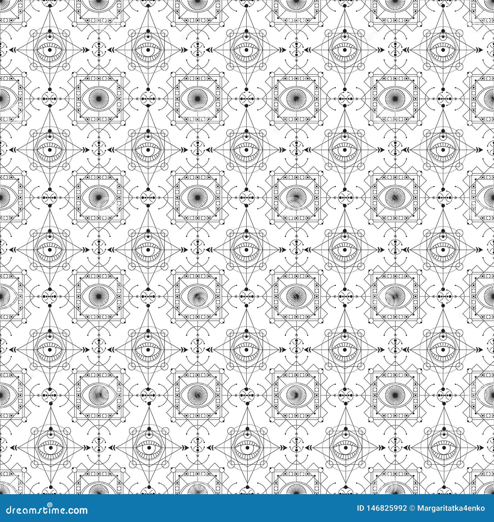 Sacred Geometry Vector Seamless Pattern Stock Vector - Illustration of ...