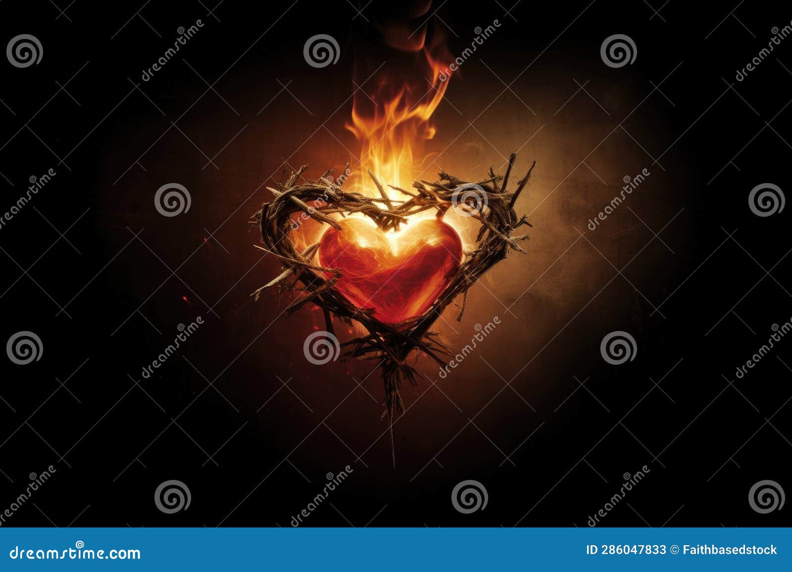 The Sacred Heart, a Crown of Thorns in the Shape of a Heart on Fire ...