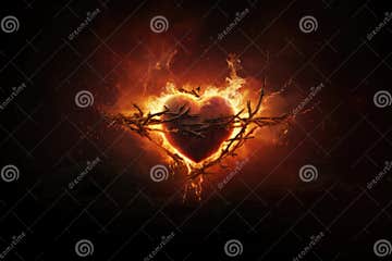 The Sacred Heart, a Crown of Thorns in the Shape of a Heart on Fire ...