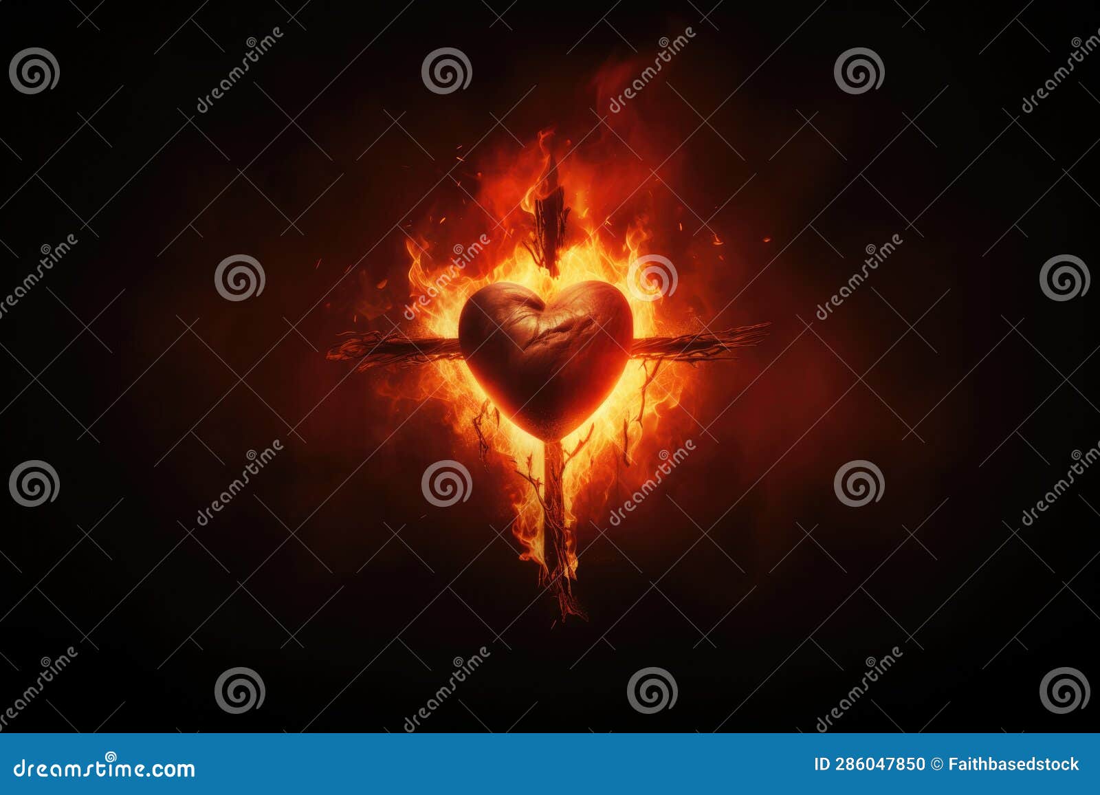 The Sacred Heart, a Crown of Thorns in the Shape of a Heart on Fire ...