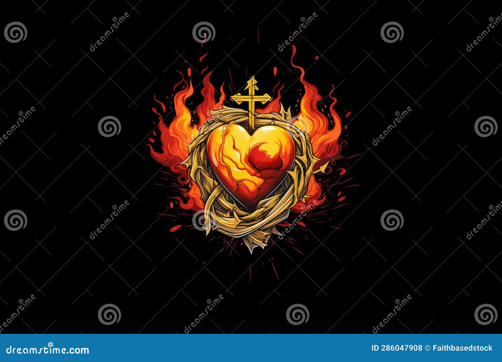 The Sacred Heart, a Crown of Thorns in the Shape of a Heart on Fire ...