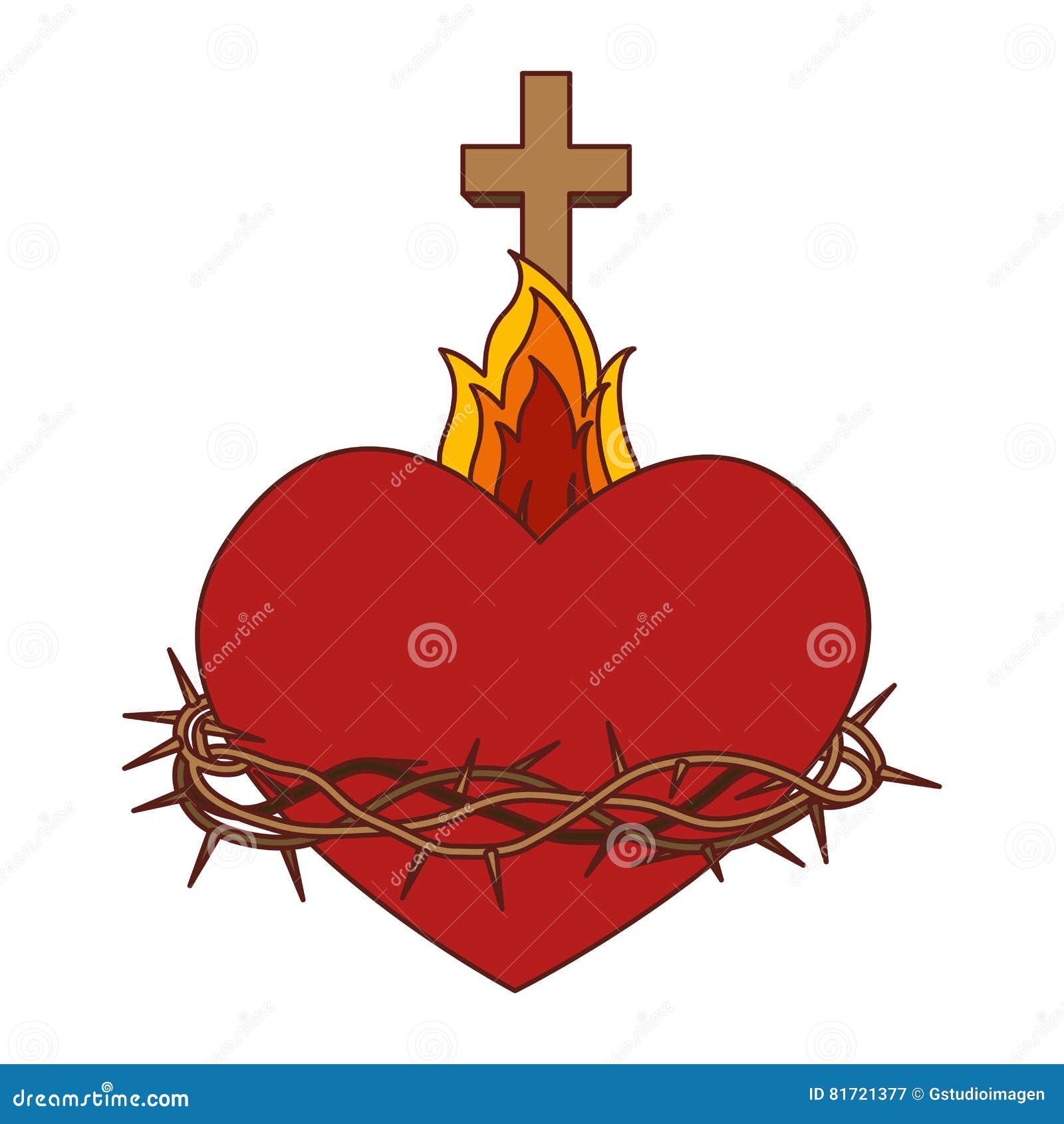 Sacred Heart of Jesus stock vector. Illustration of spiritual - 81721377