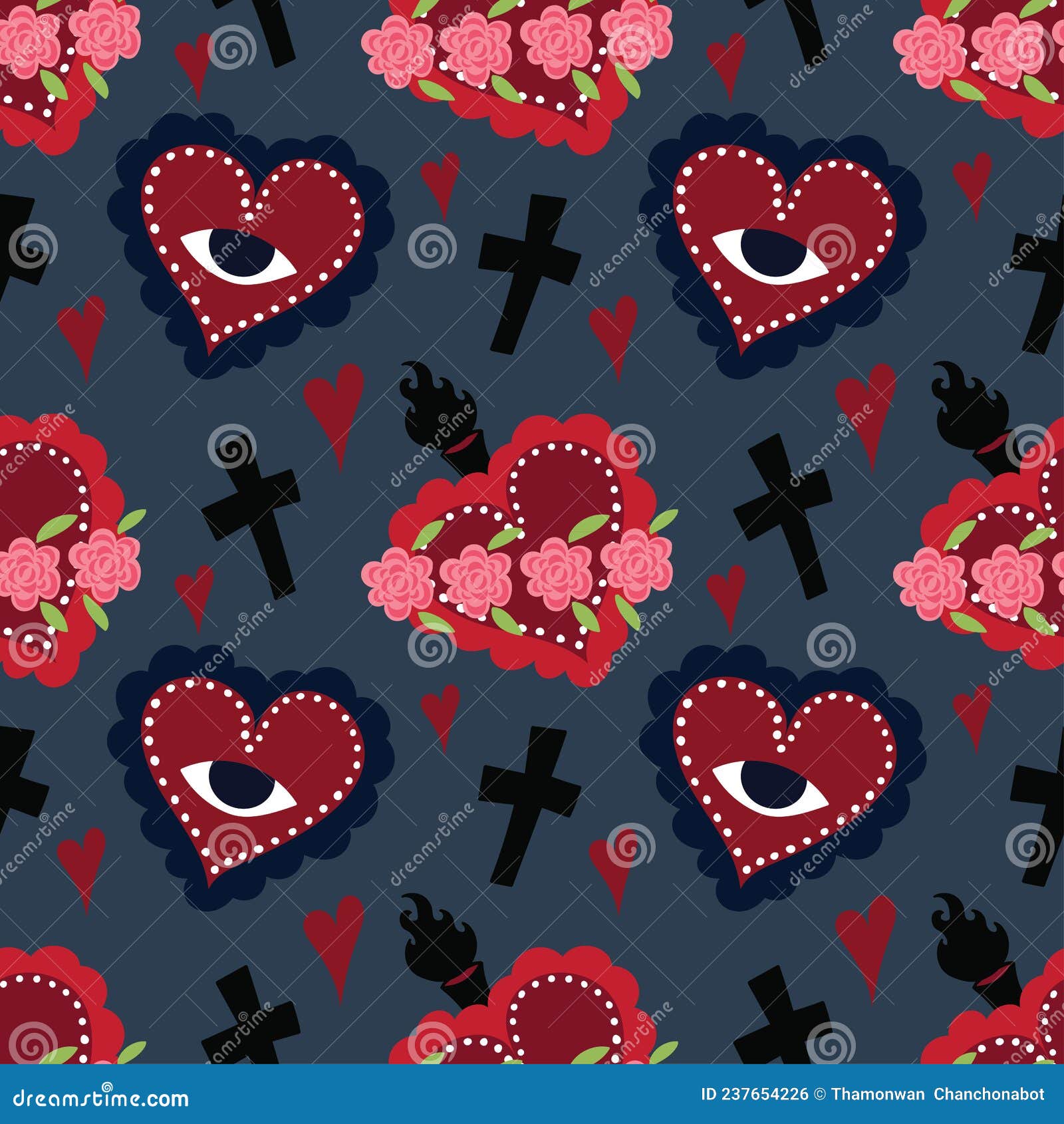 Sacred Heart Seamless Pattern Vector Stock Vector - Illustration of ...