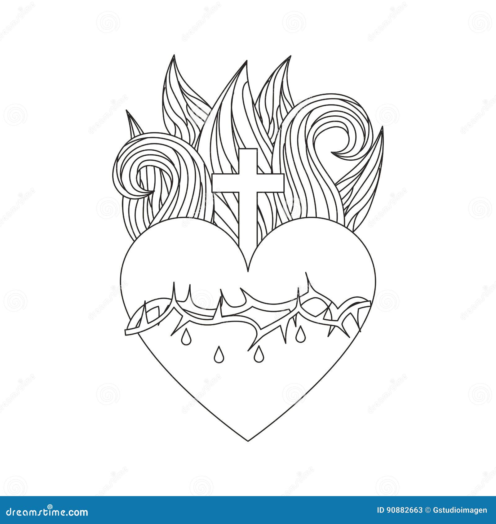 Sacred jesus heart icon stock vector. Illustration of icon - 90882663