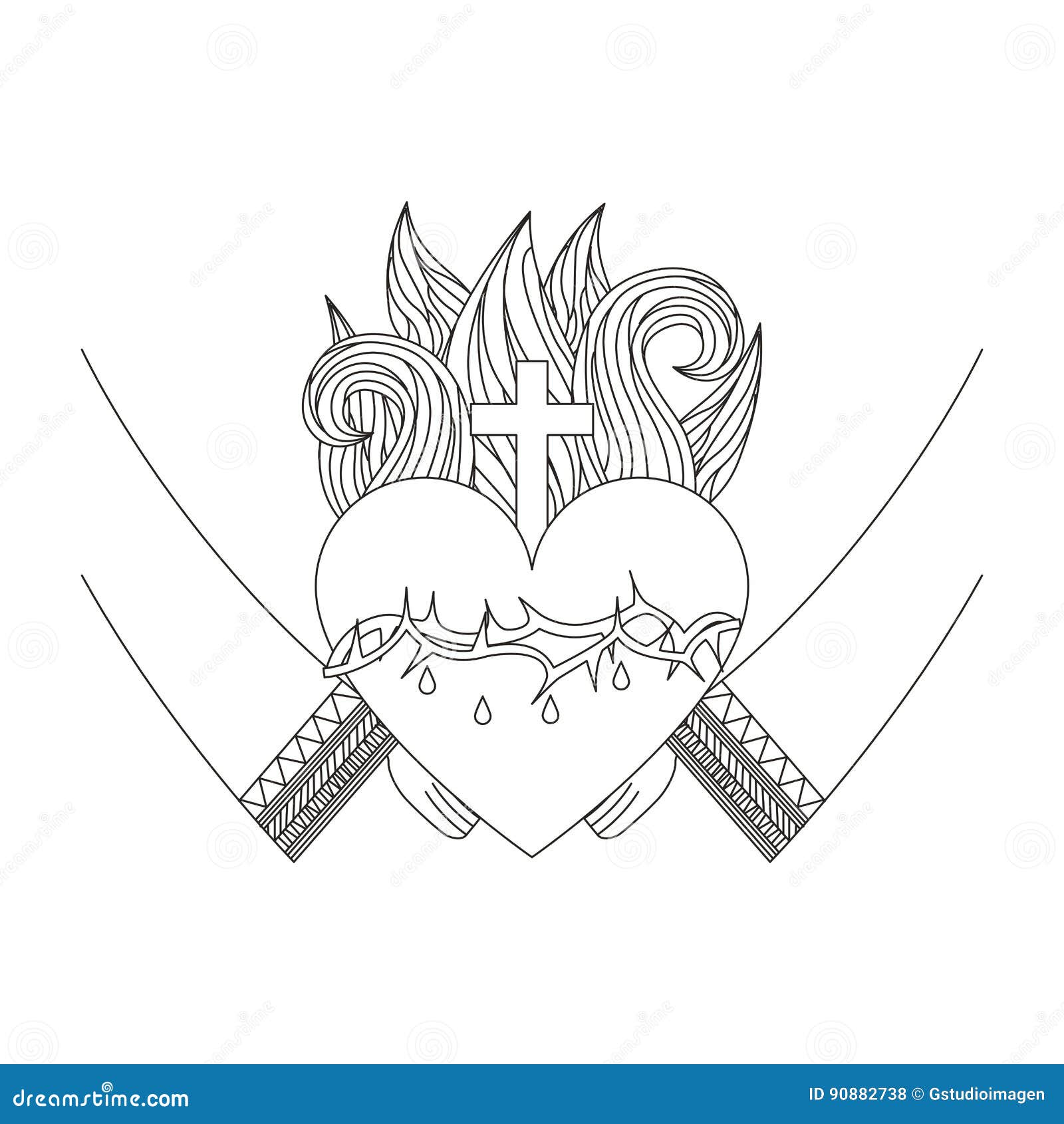 Sacred jesus heart icon stock vector. Illustration of religion - 90882738