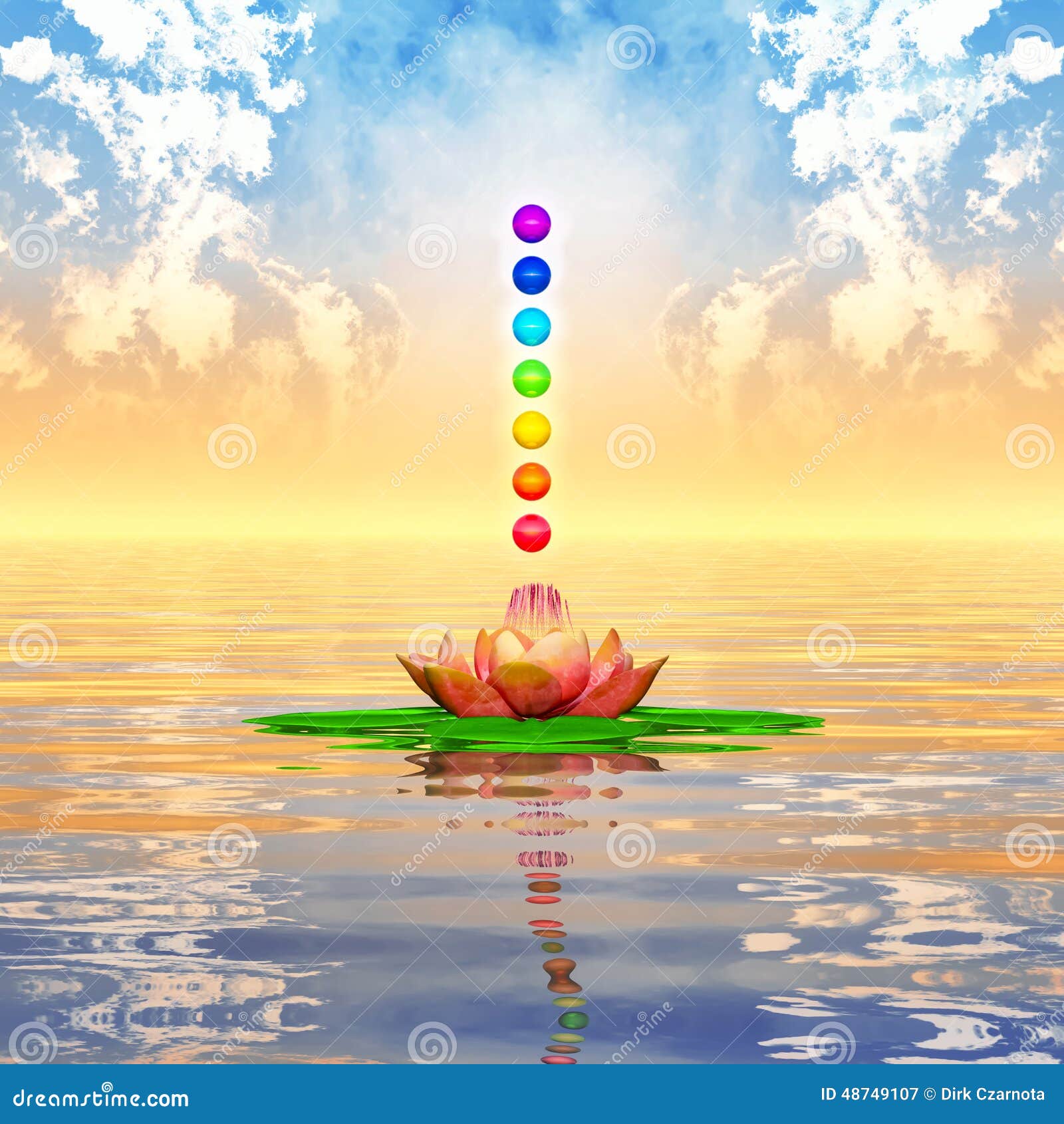 Sacred Lotus and Chakra Spheres Stock Illustration - Illustration of ...