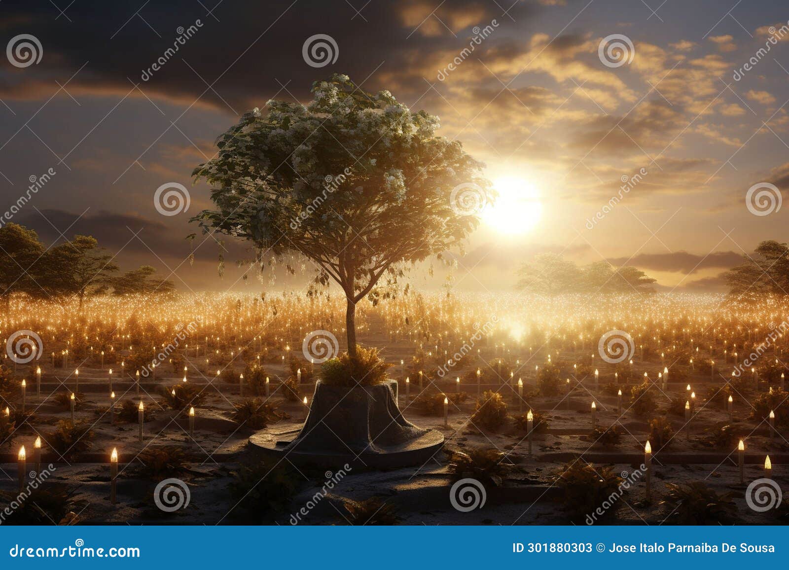 Sacred Ritual of Planting Memorial Trees a Stock Illustration ...