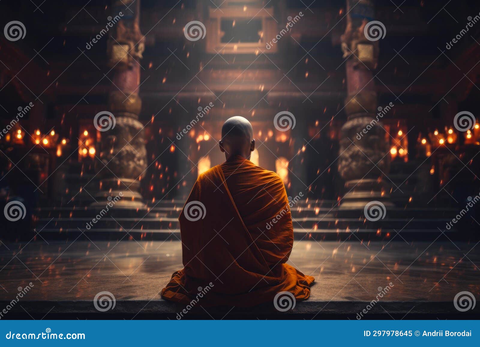 Sacred Rituals: Asian Monk S Devout Presence. Stock Illustration ...