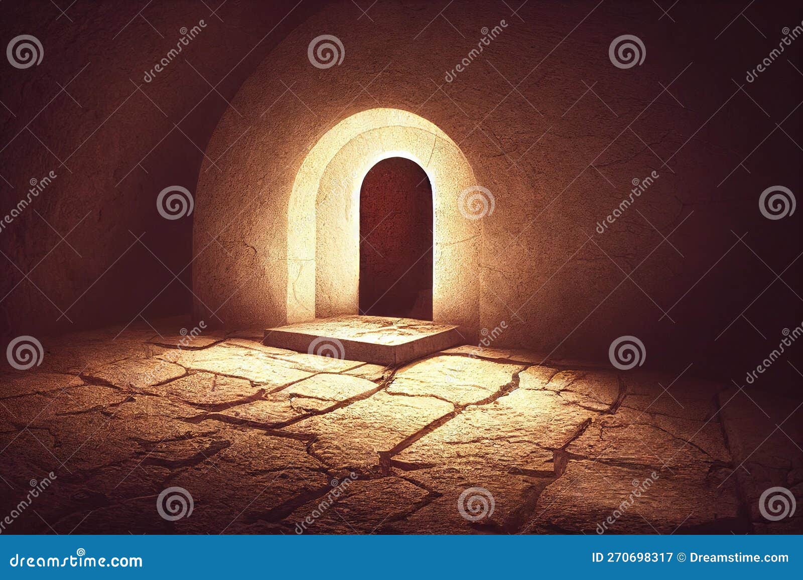 Sacred Stone Crypt with Arch with Ancient Empty Tomb. Stock ...