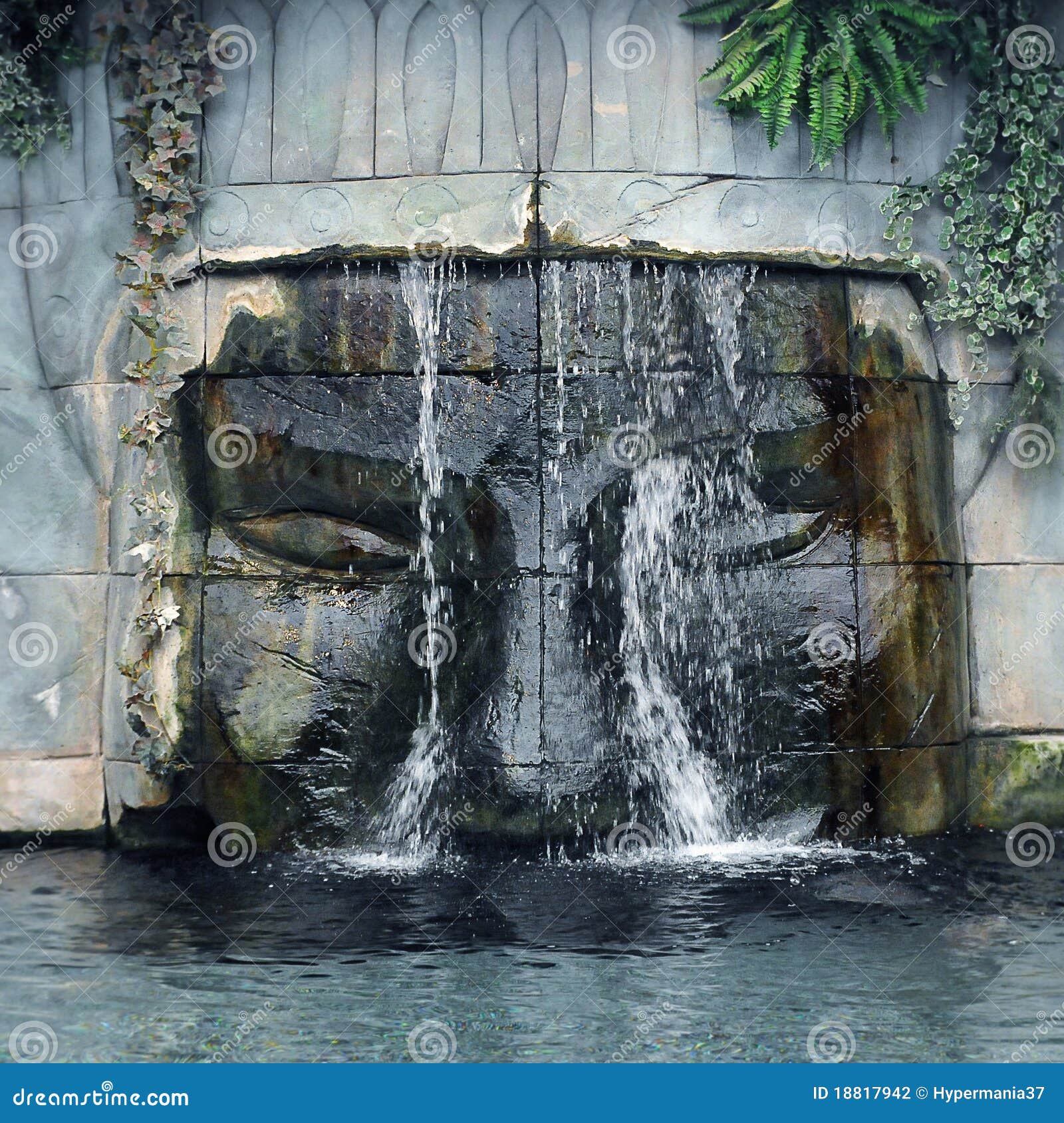 Sacred waterfall stock photo. Image of flowing, carving - 18817942