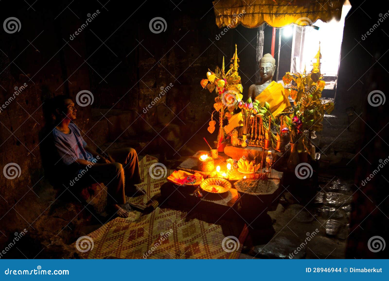 Sacrificial Altar in the Ancient Ruins of Ta Prohm at the Angkor Wat ...