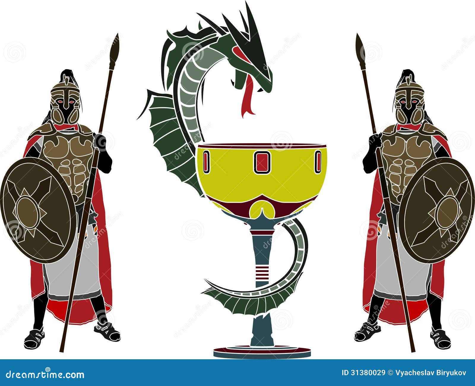 Sacro Graal e guardiani illustrazione vettoriale. Illustrazione di ...