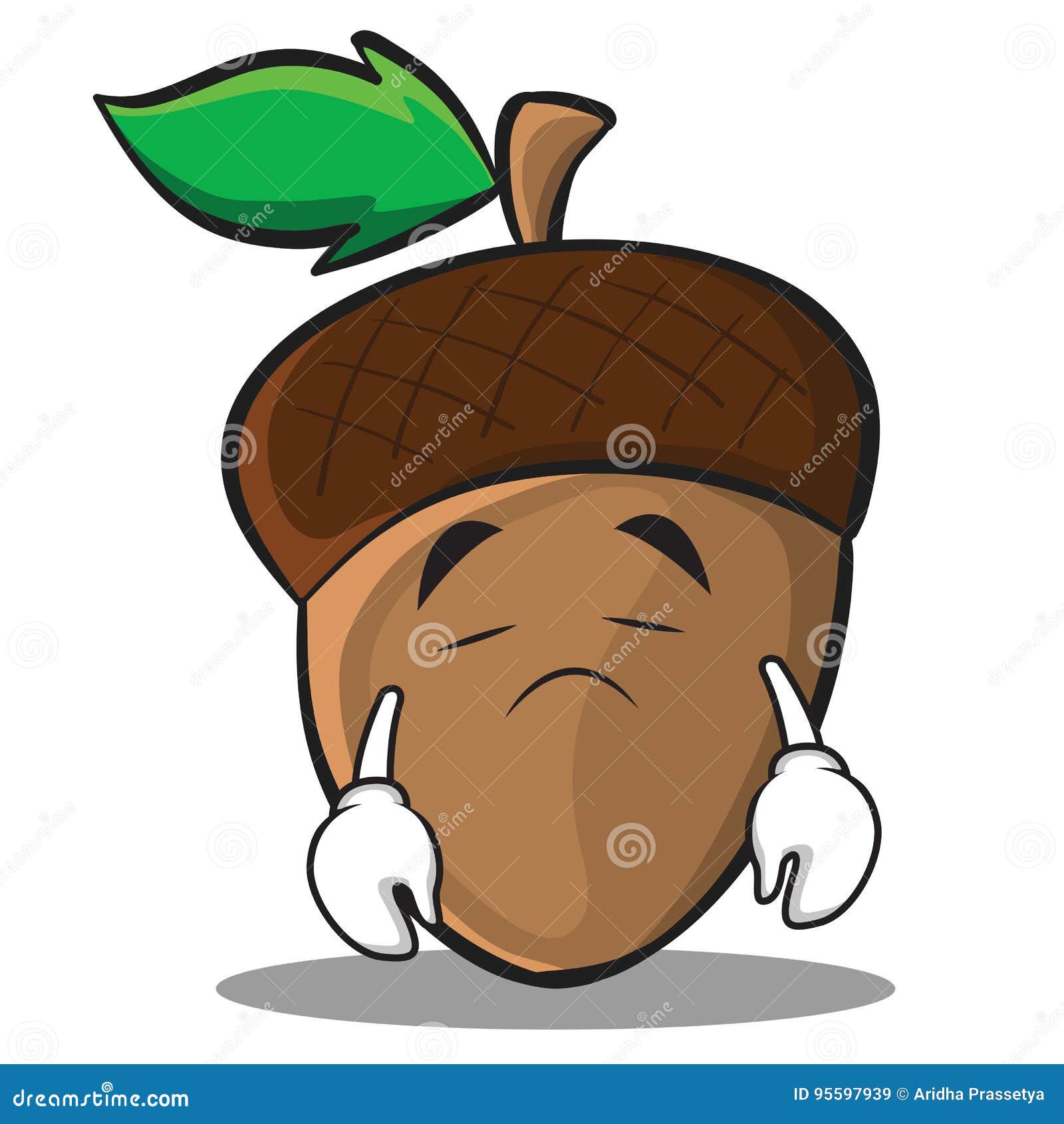 Sad Acorn Cartoon Character Style Stock Vector - Illustration of fall ...