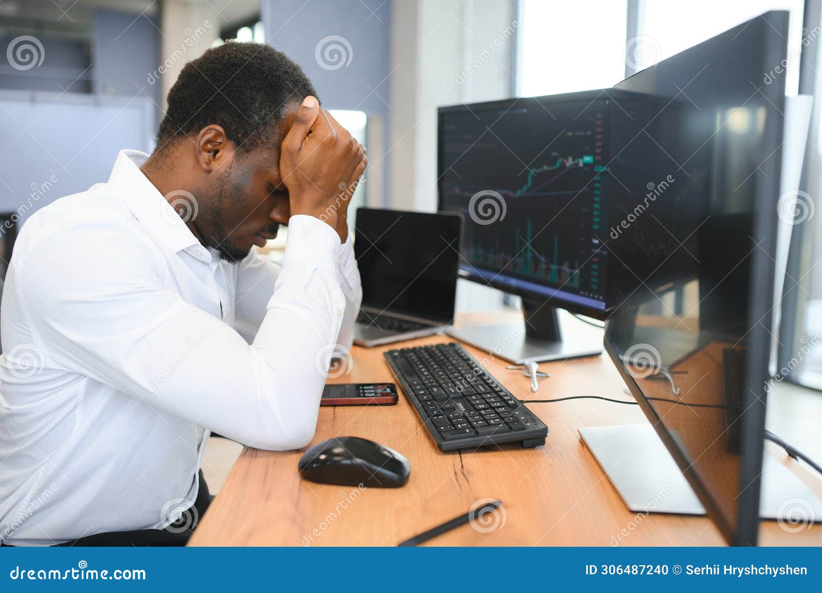 Sad African Trader Has Failed in Business. Stock Photo - Image of ...
