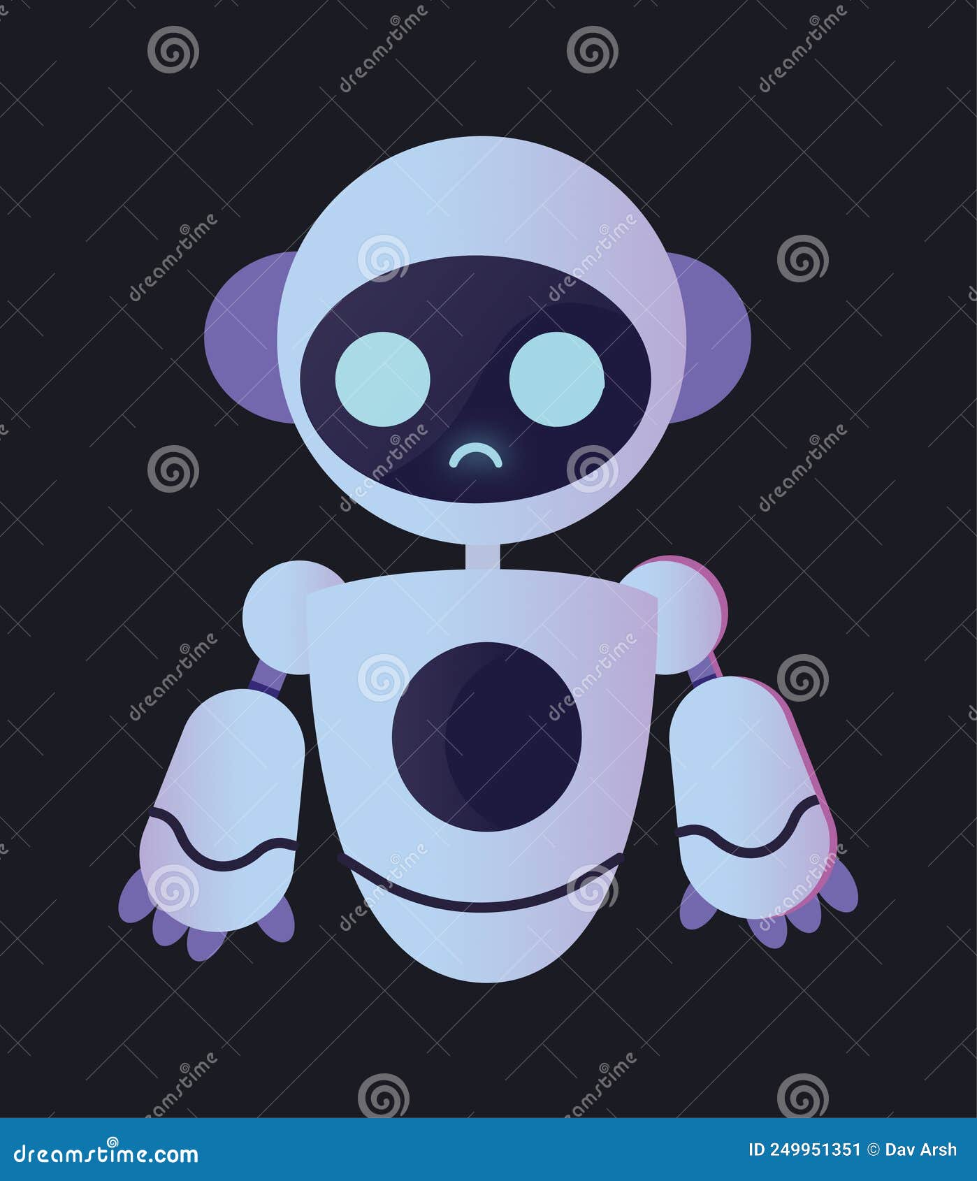 Sad AI robot stock illustration. Illustration of cartoon - 249951351