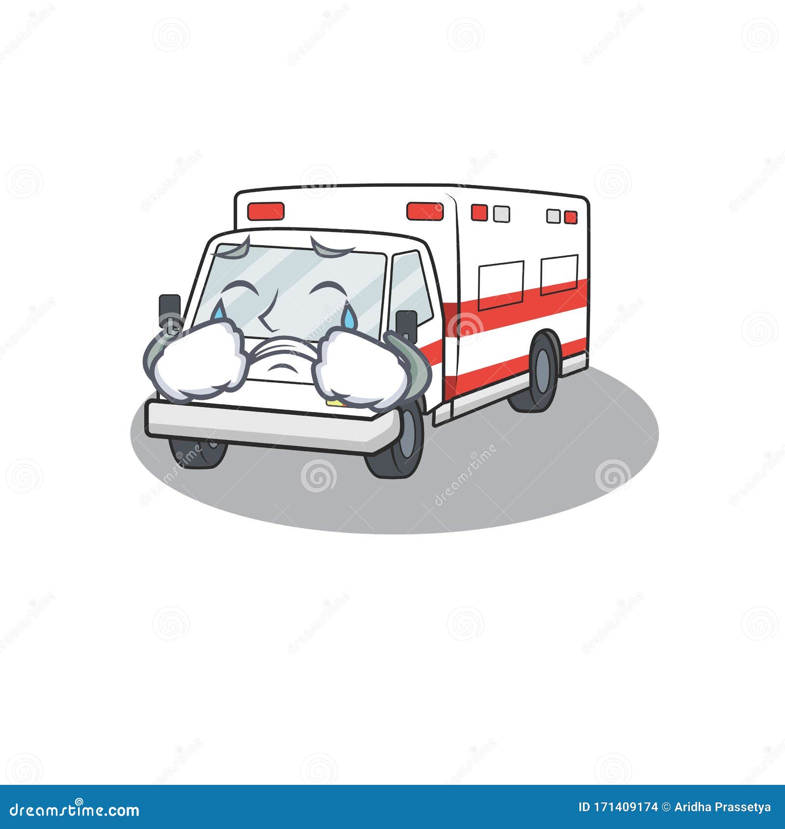 Sad of Ambulance Cartoon with Mascot Style Stock Vector - Illustration ...