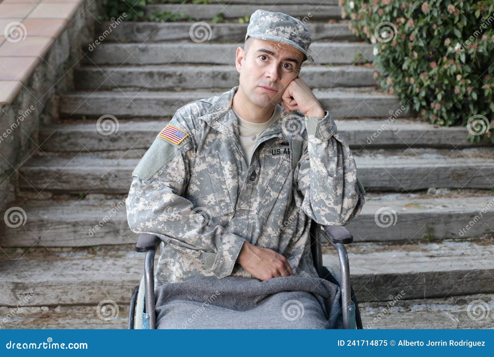 Sad American Soldier Recovering after Work Accident Stock Image - Image ...