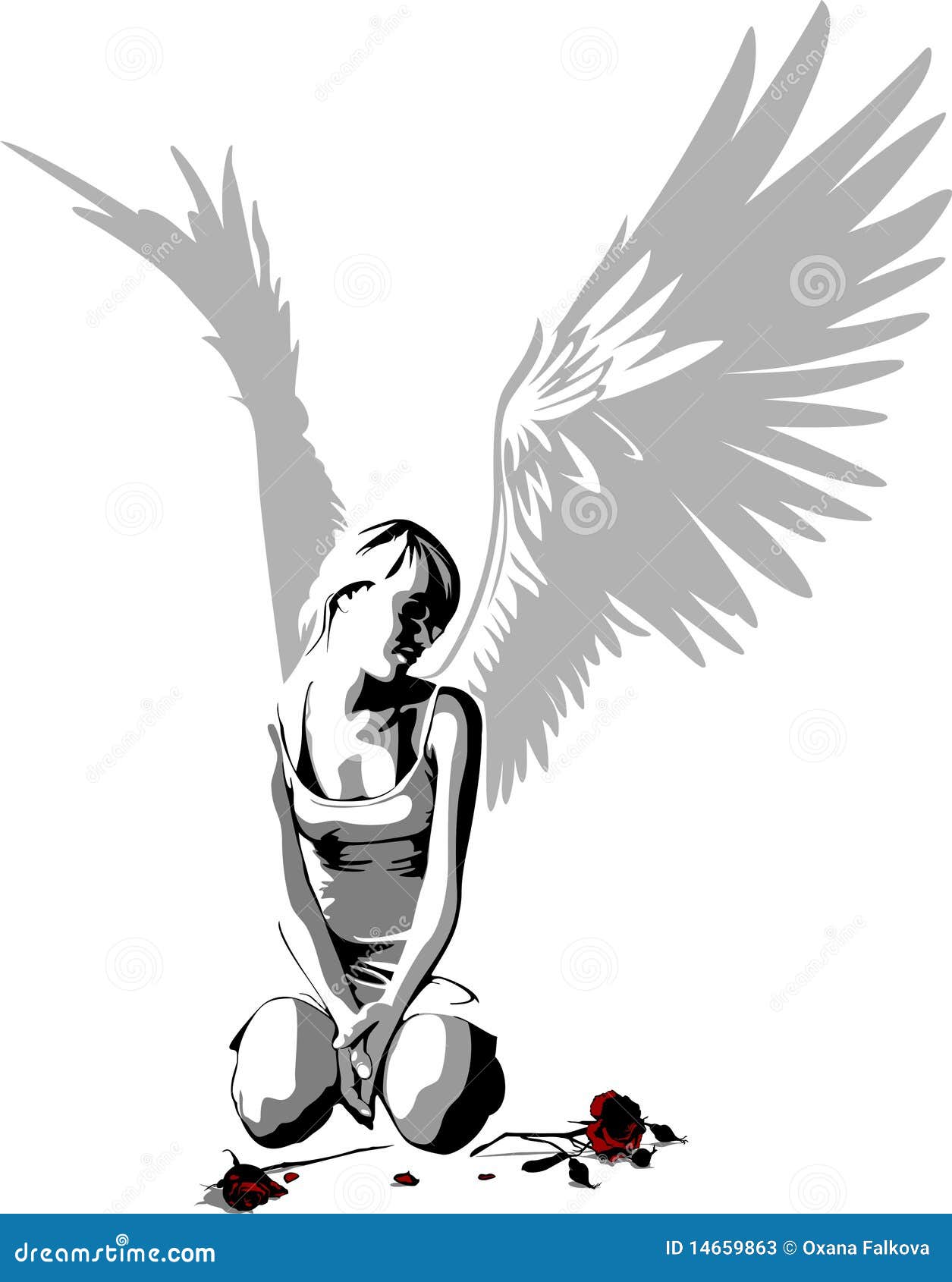 Sad angel stock vector. Illustration of wither, grief - 14659863