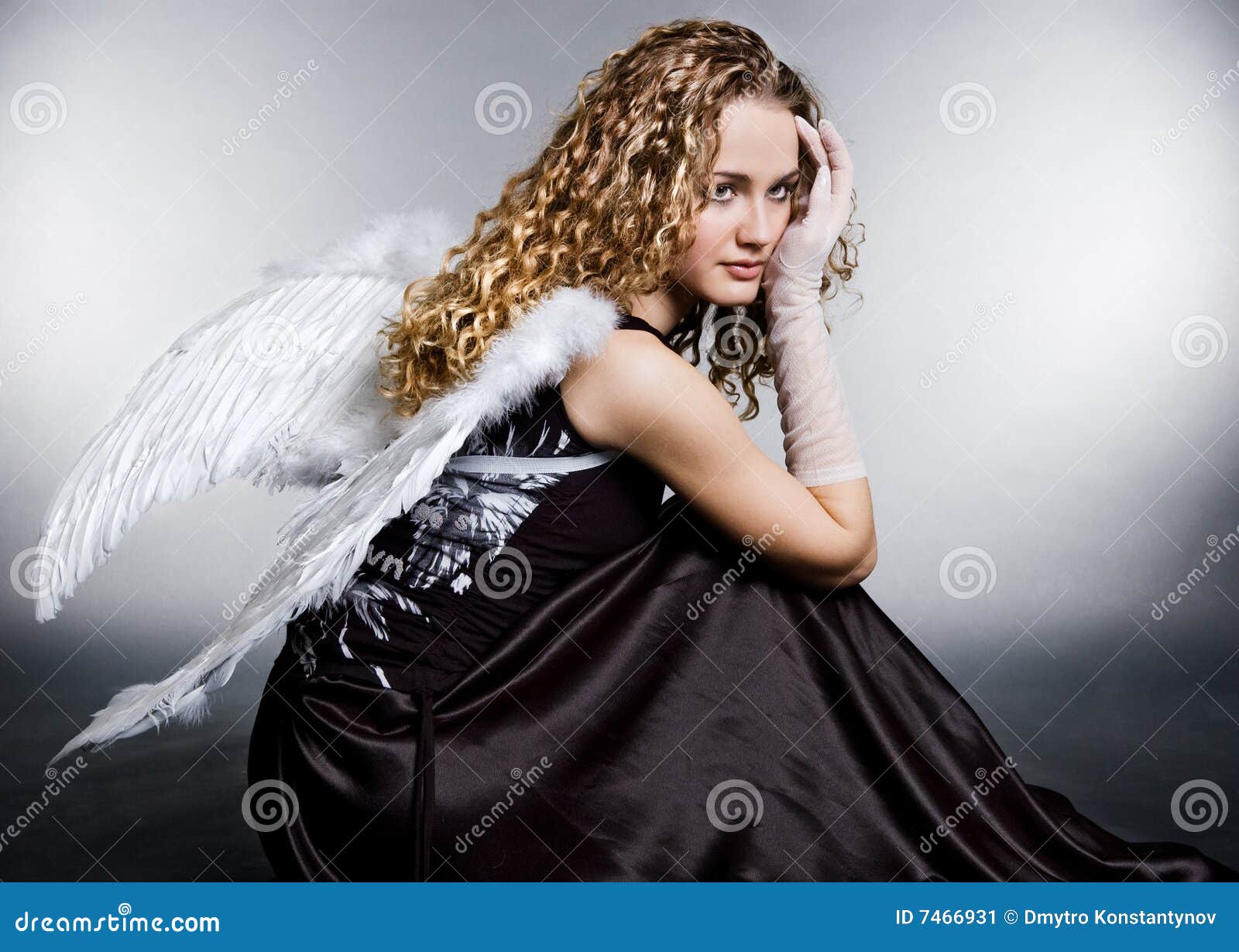 Sad angel stock image. Image of person, girl, calm, black - 7466931