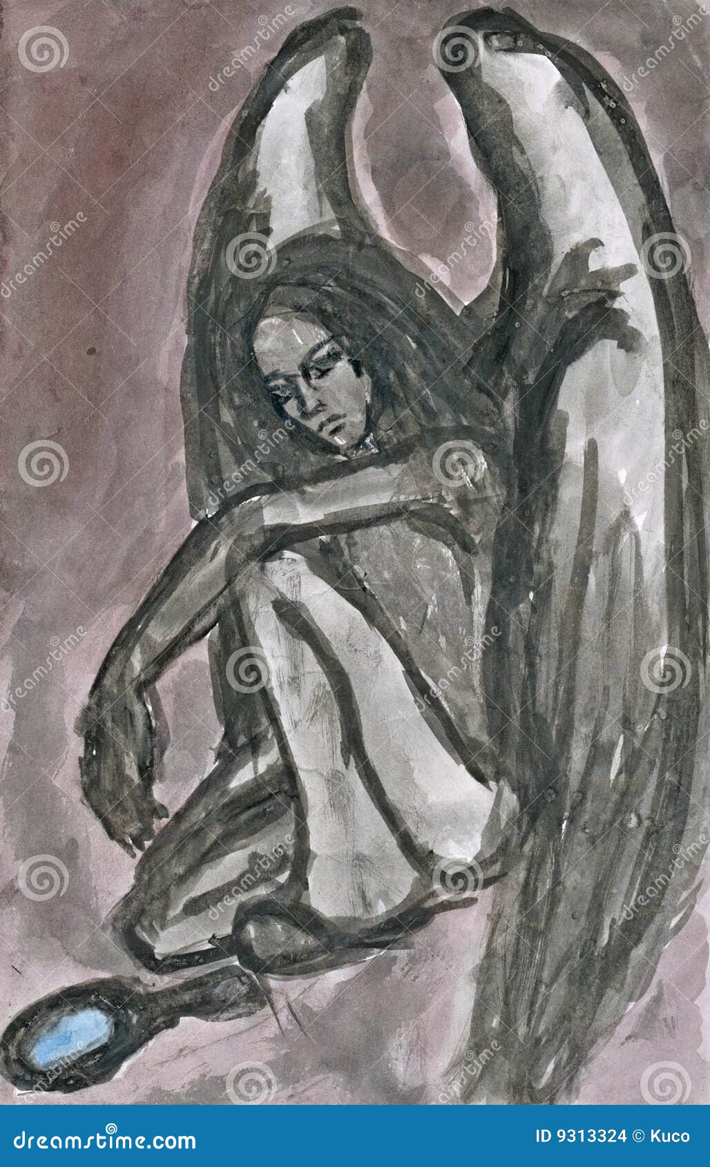 Sad angel stock illustration. Illustration of authentic - 9313324