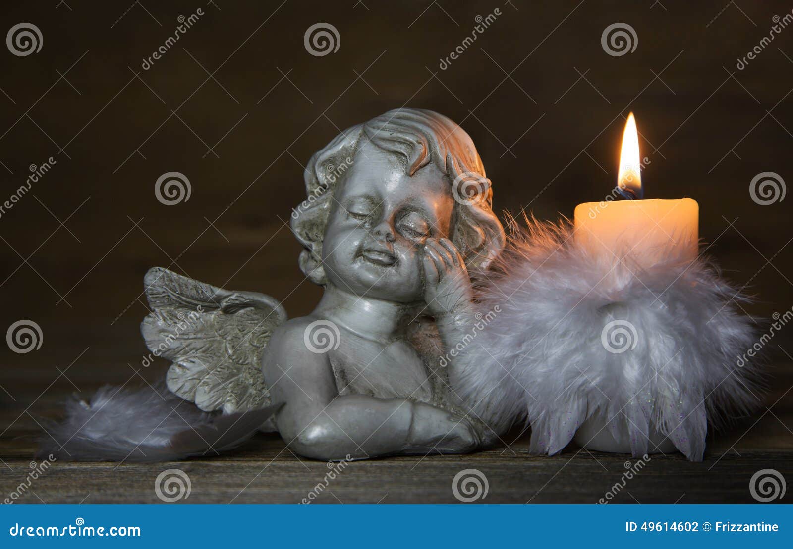 Sad Angel with Burning Candle for Bereavement or Mourning Background ...