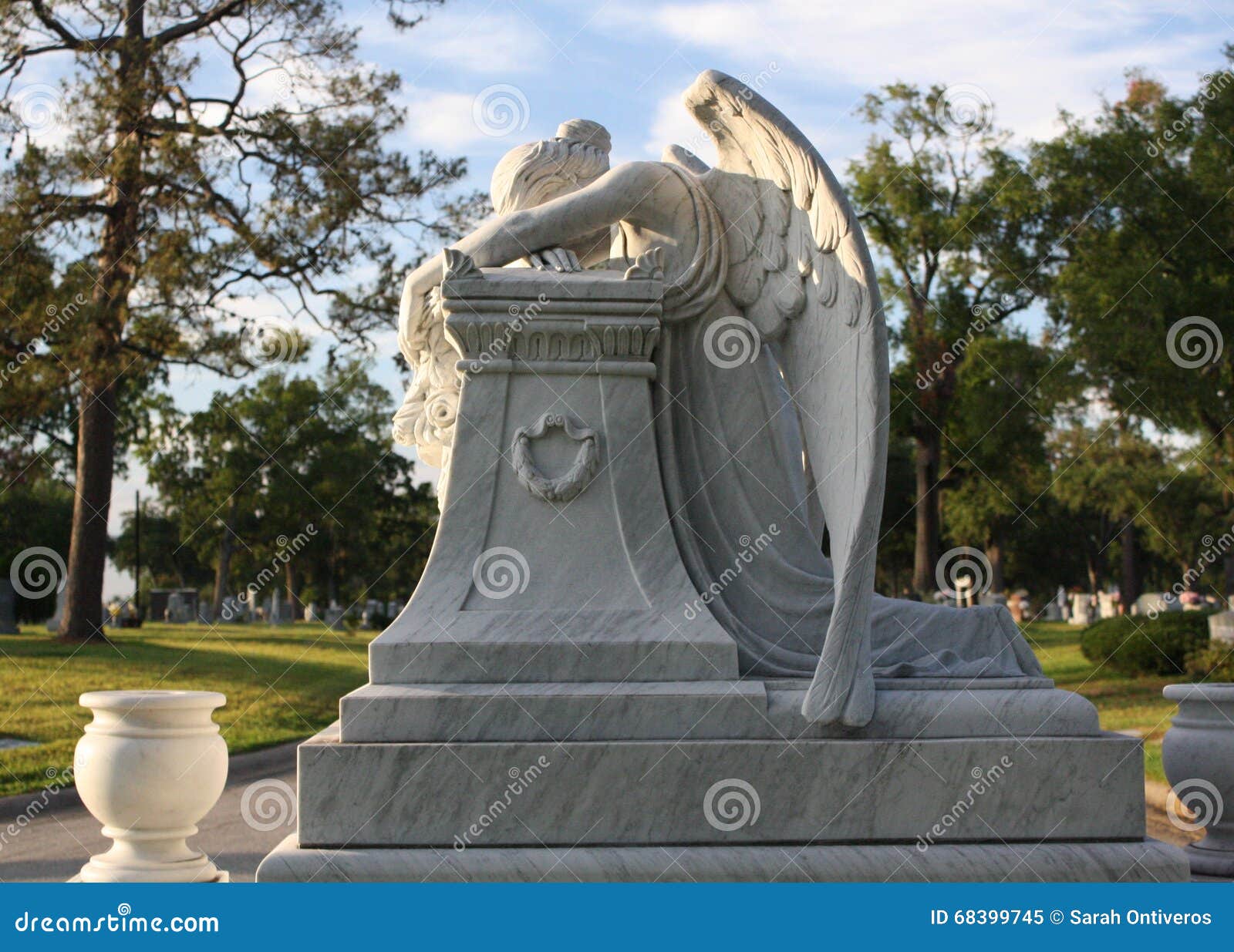 Sad Angel Headstone stock image. Image of sunlight, outdoors - 68399745