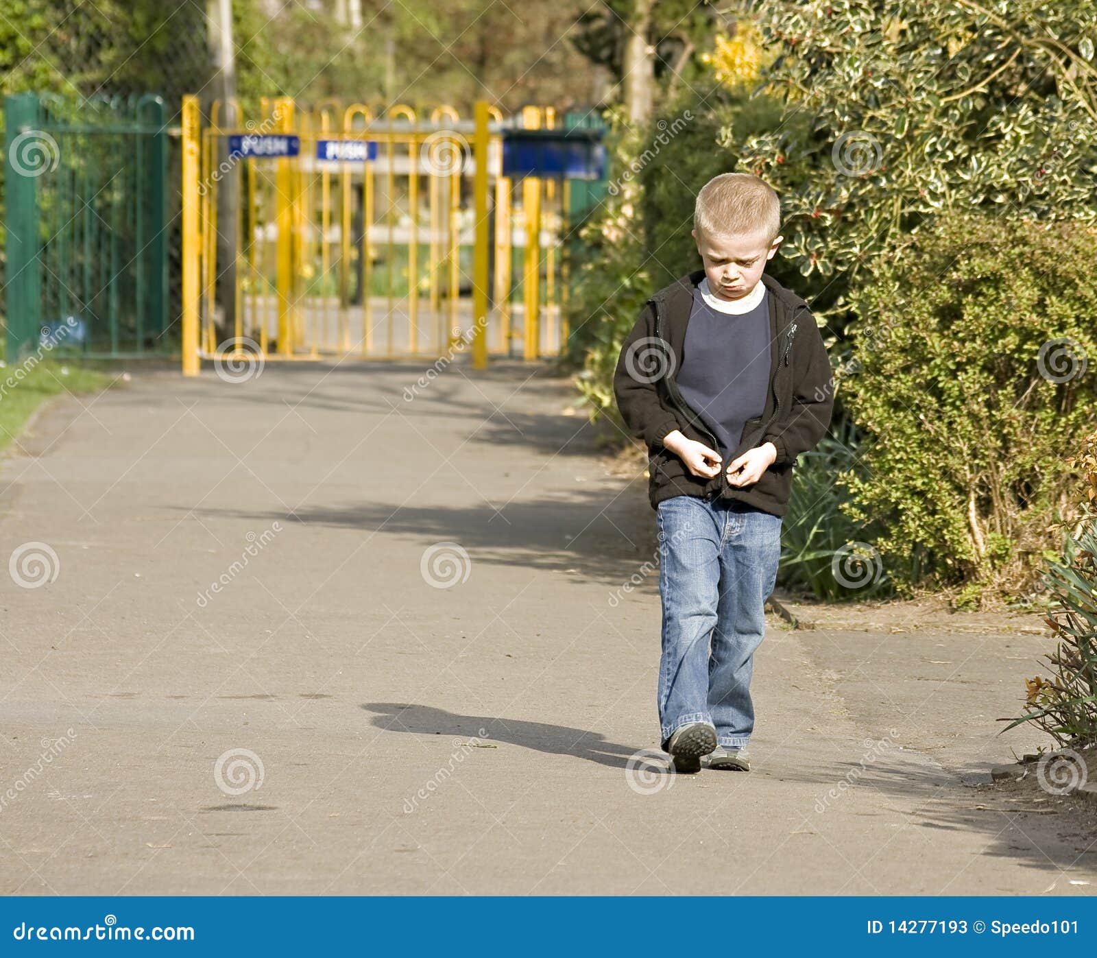 Young Boy Walking Away Cafeteria