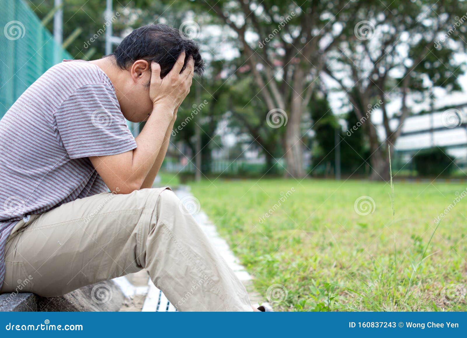 Sad Asian Chinese Man with Face in Hands Stock Image - Image of middle ...