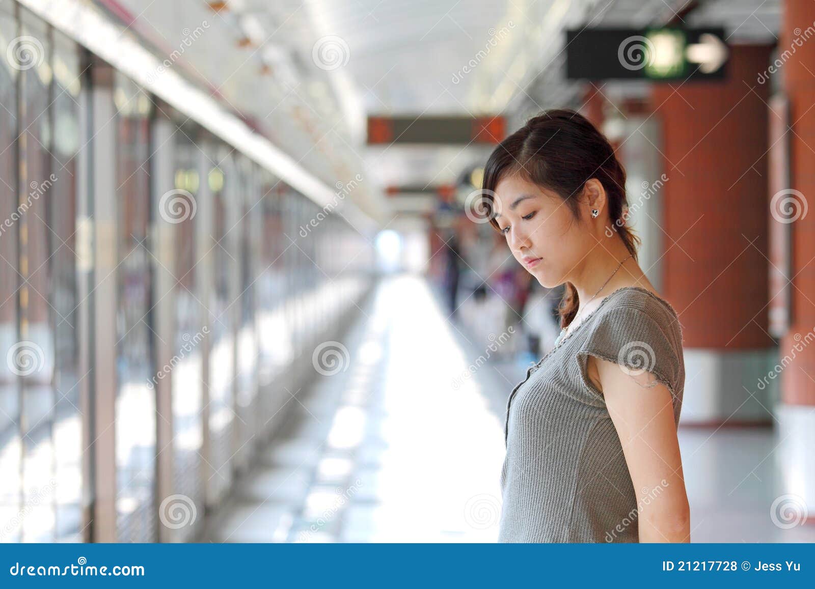 A sad asian woman stock photo. Image of commerce, female - 21217728