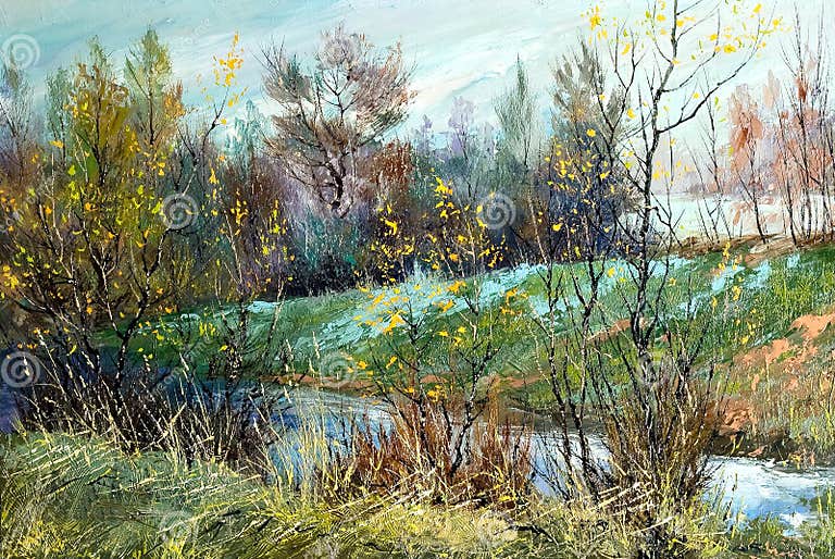Sad autumn landscape stock illustration. Illustration of drawing - 7920296