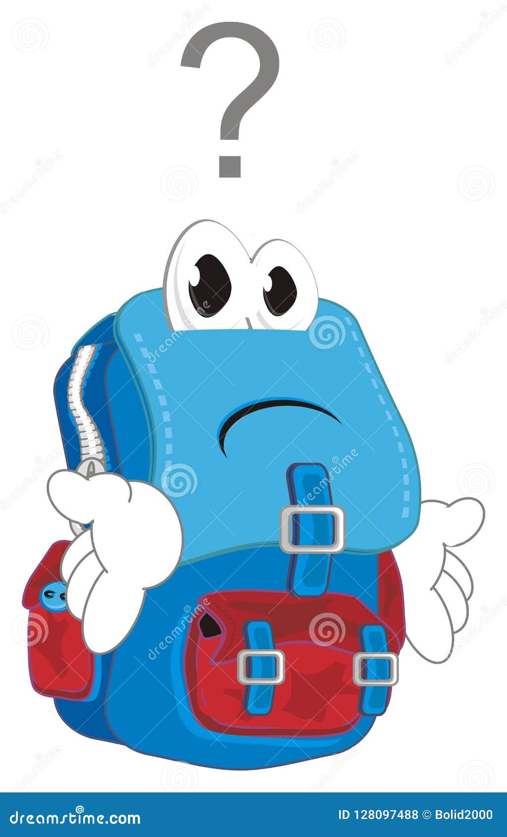 Sad backpack with sign stock illustration. Illustration of zipper ...