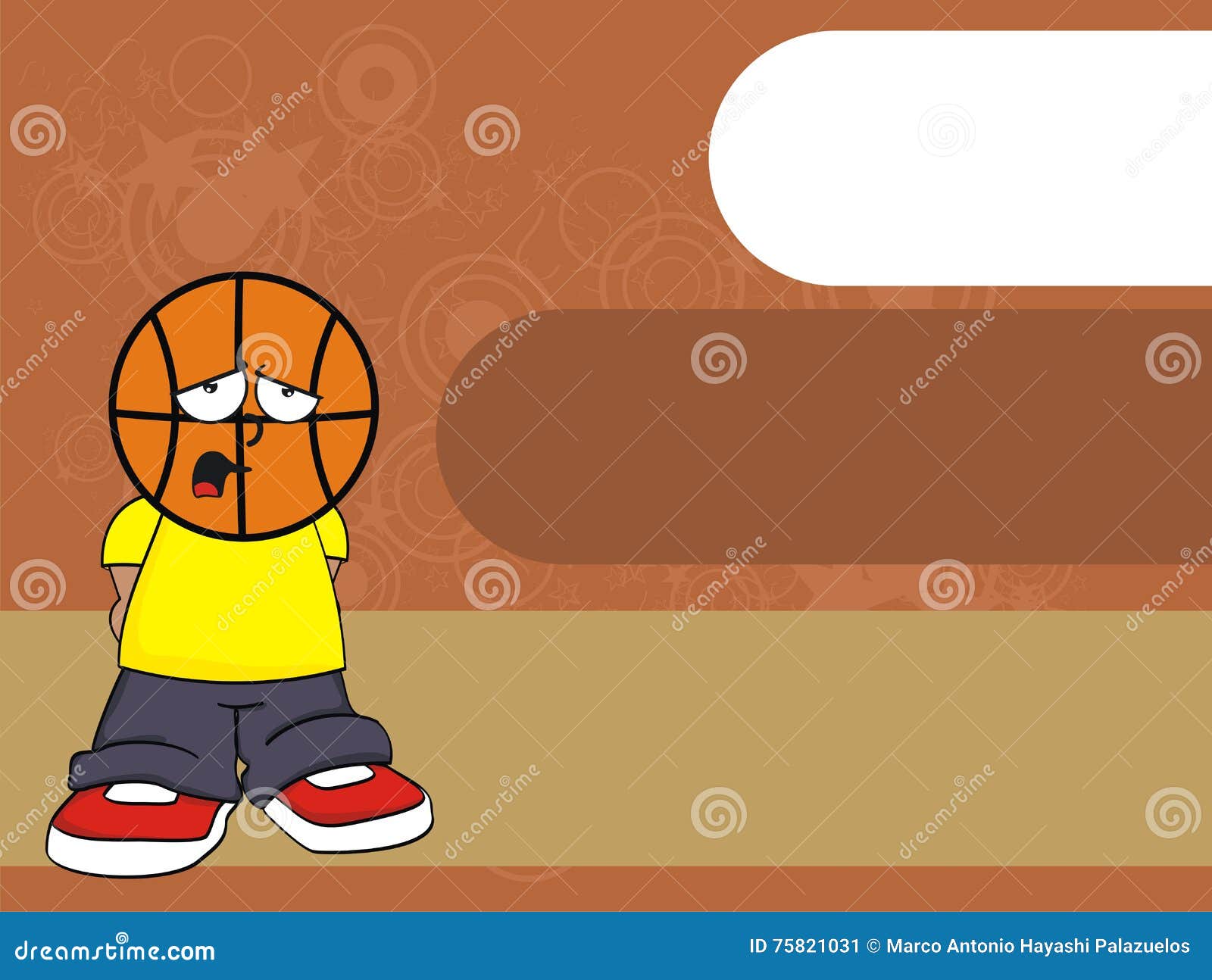 Sad Basketball Kid Head Cartoon Background Stock Vector - Illustration ...