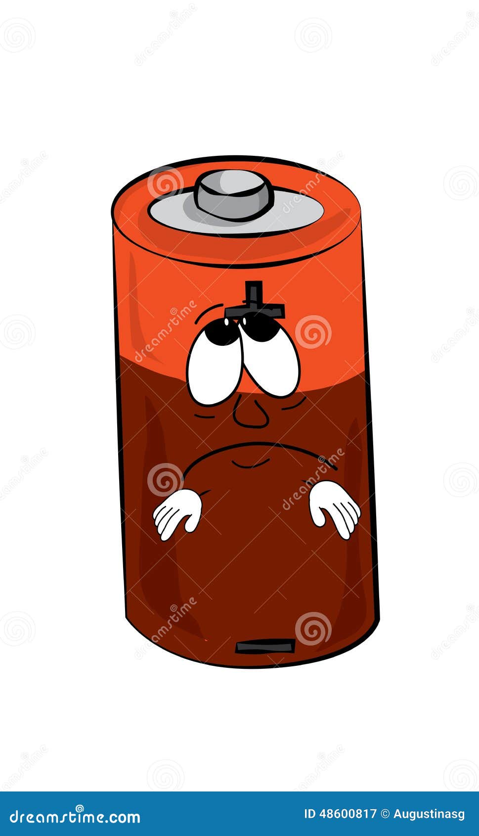 Sad battery cartoon stock illustration. Illustration of sadness - 48600817