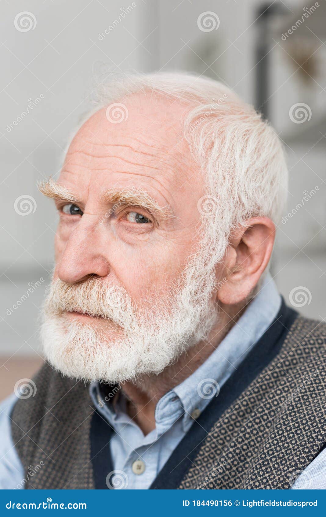 Sad and Bearded Grey Haired Man Stock Photo - Image of dissatisfied ...