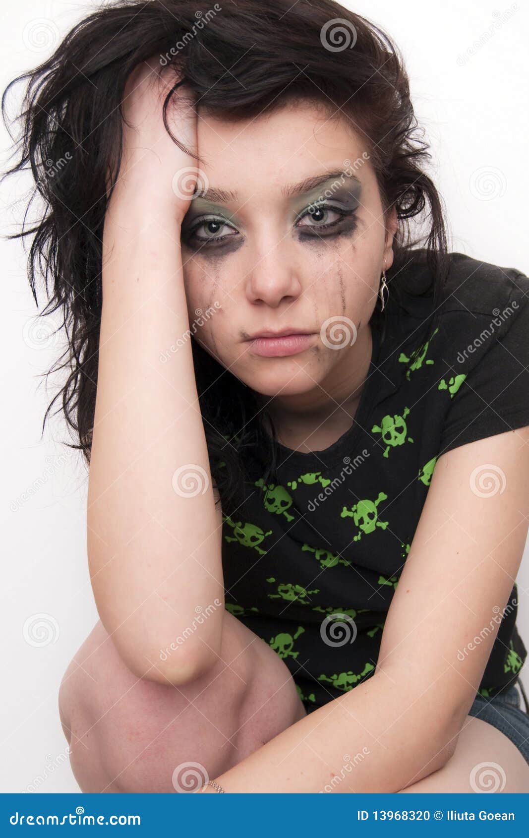 Sad Beautiful Brunette stock photo. Image of girl, long - 13968320