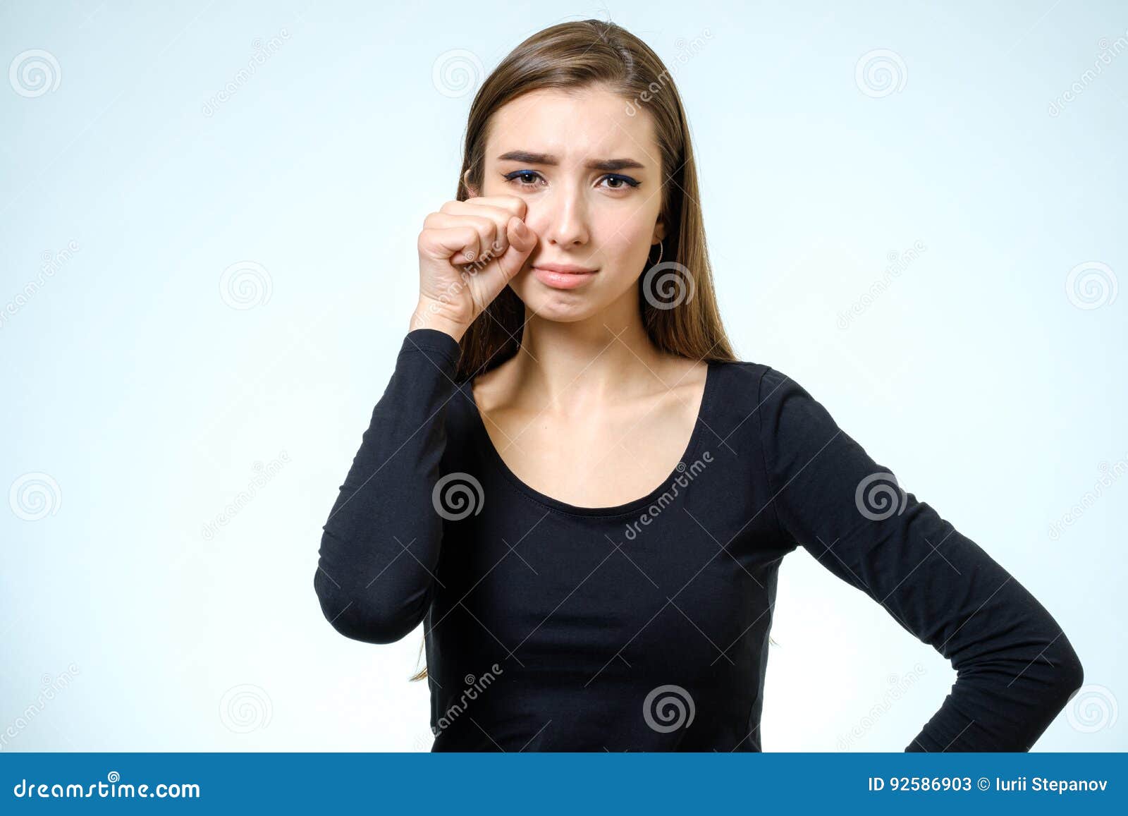 A Sad Beautiful Woman Crying Stock Image - Image of expressive, casual ...