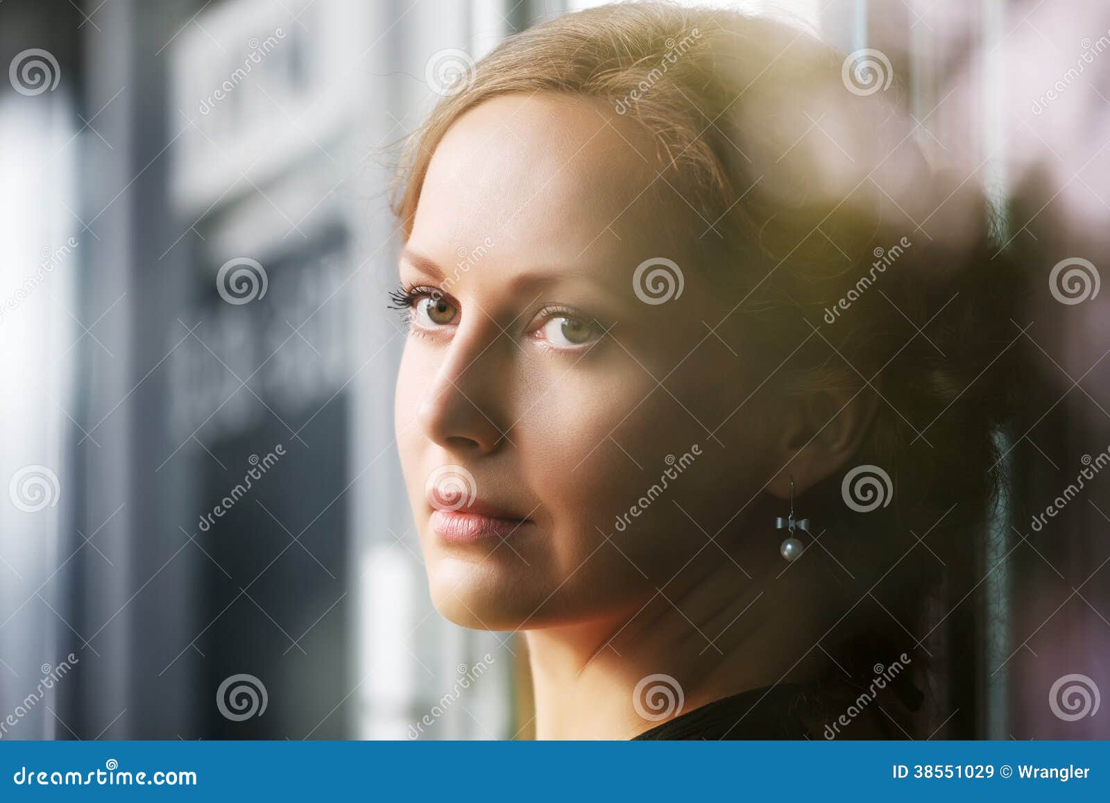 Sad Beautiful Fashion Woman Looking Out Window Stock Image - Image of ...