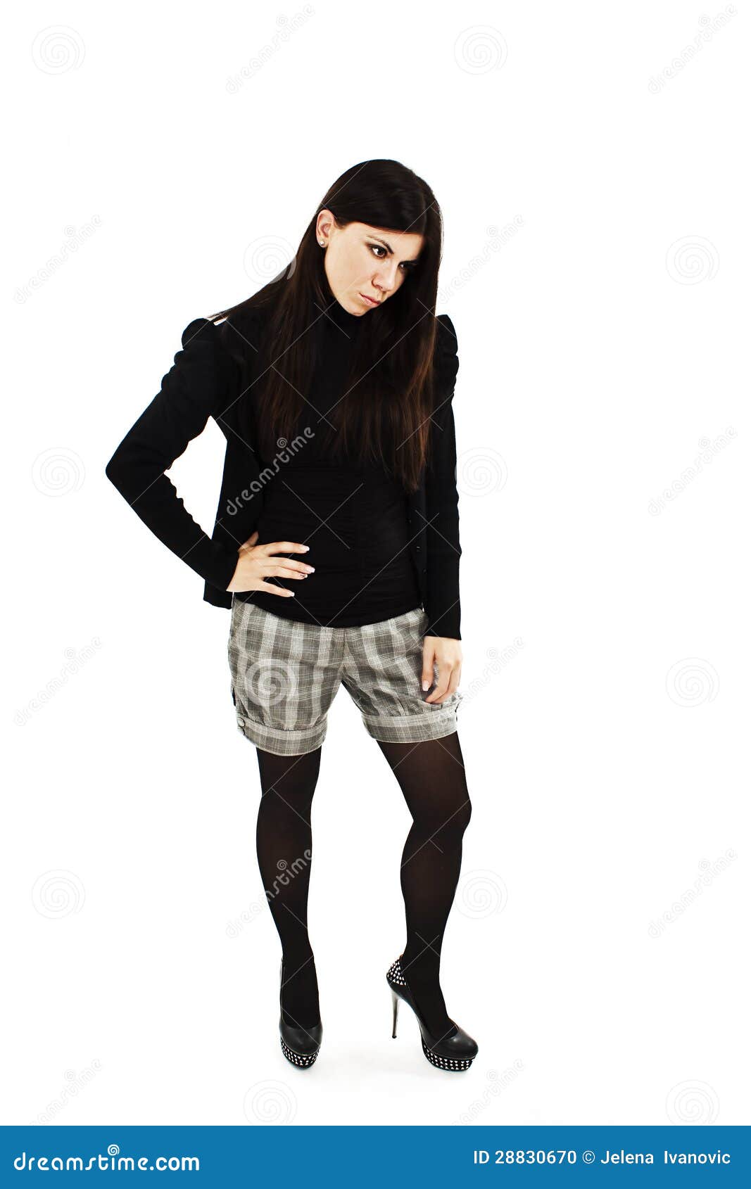 Beautiful Woman Is Standing Lookis Sad With Her Hands